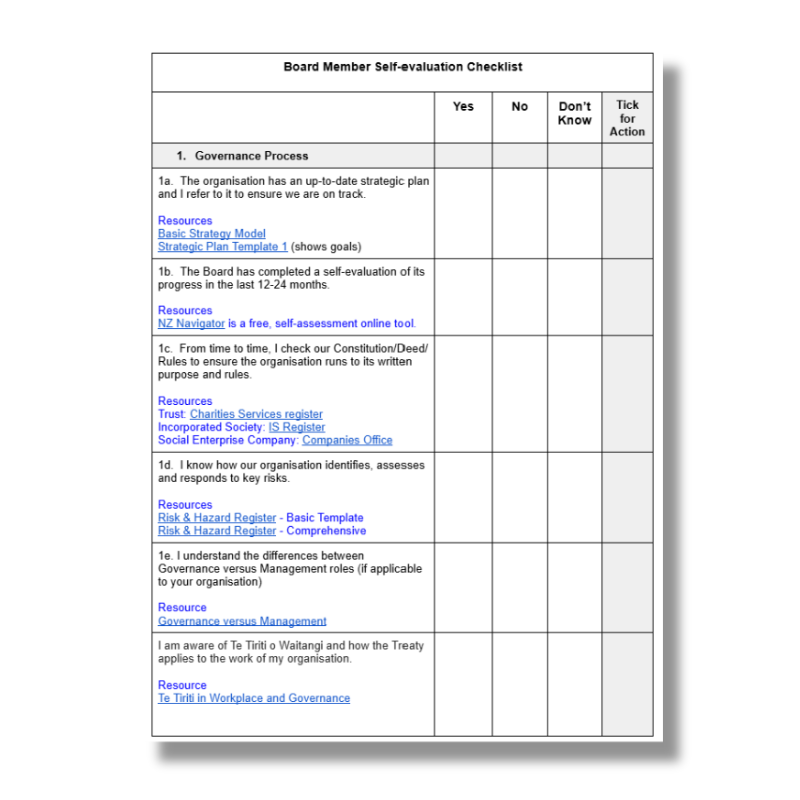 Board Member Self-Evaluation Checklist - SociaLink